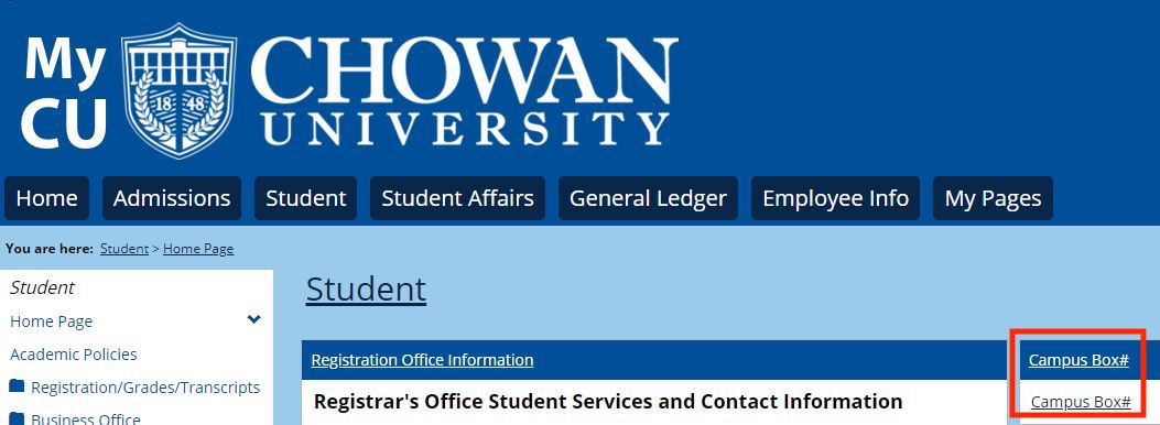 Campus Mail | Chowan University